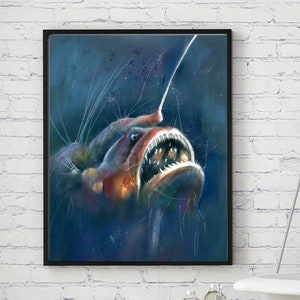 Deep Sea Fish Wall Print, Under the Sea Artwork, Underwater ...