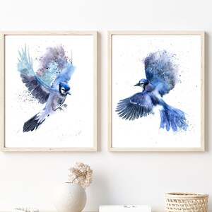 Blue Jay Wall Art, Watercolor Prints, Set of 2 Blue Jay Artworks ...