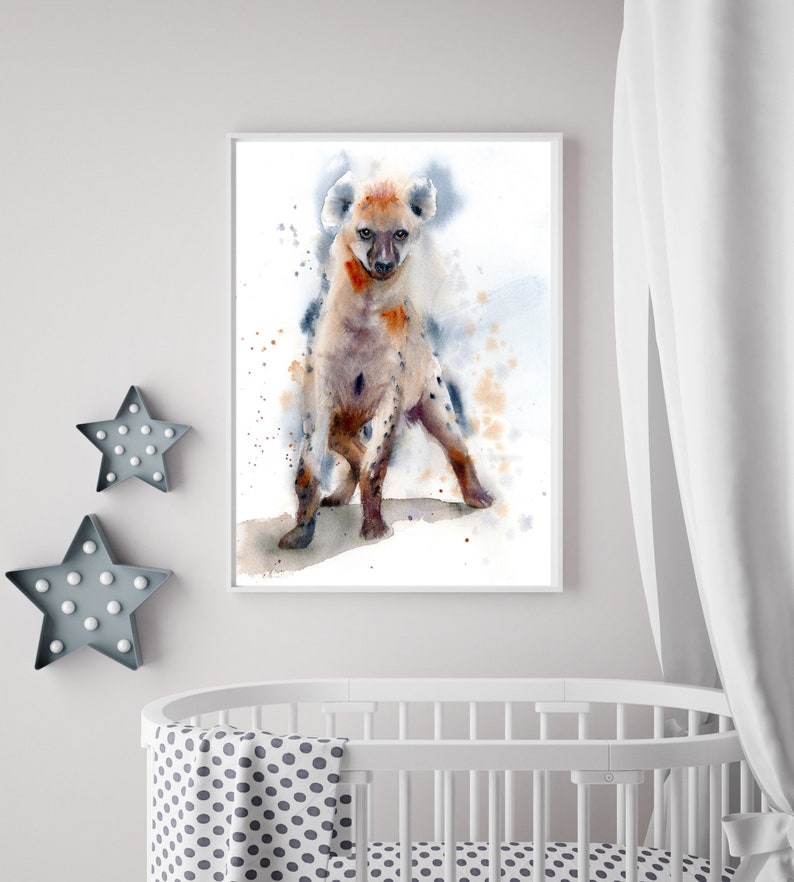 Hyena Print Watercolor Painting Wall Art Decor Nursery | Etsy