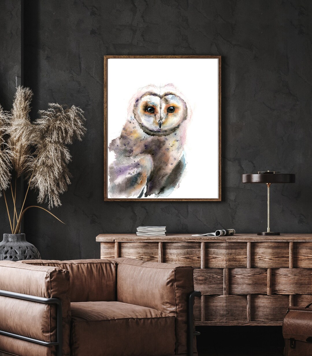 Owl Art Print Woodland Wall Poster Barred Owl Artwork - Etsy