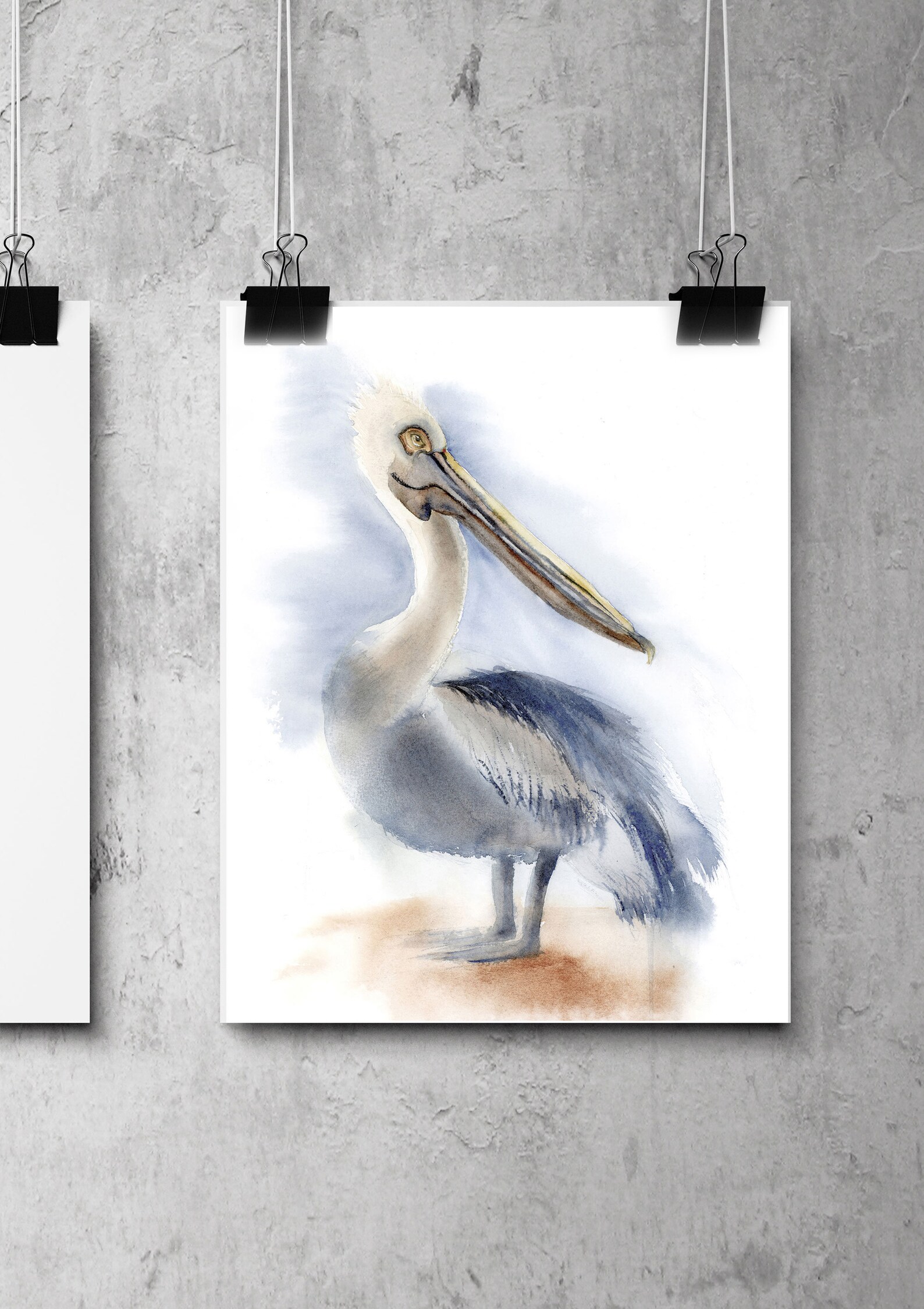 Set of 4 Prints Brown Pelican Prints Watercolor Giclée | Etsy