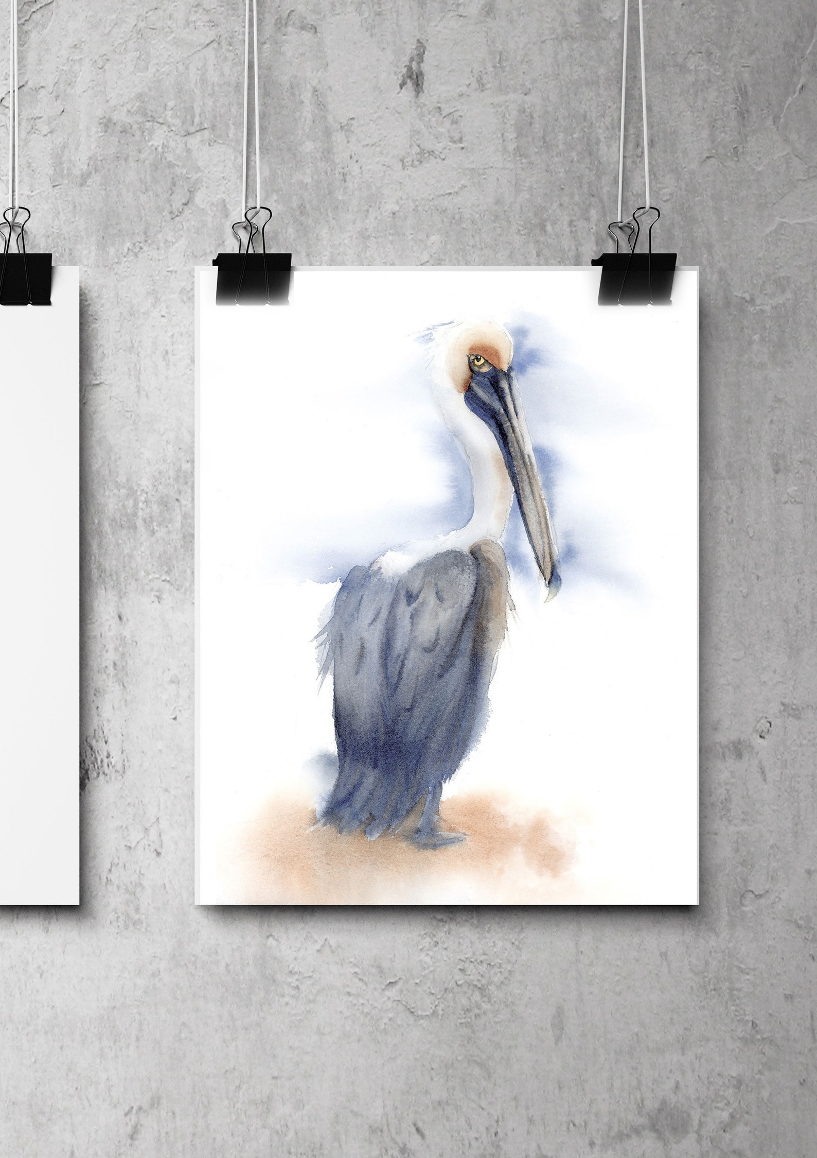 Set of 4 Prints Brown Pelican Prints Watercolor Giclée | Etsy