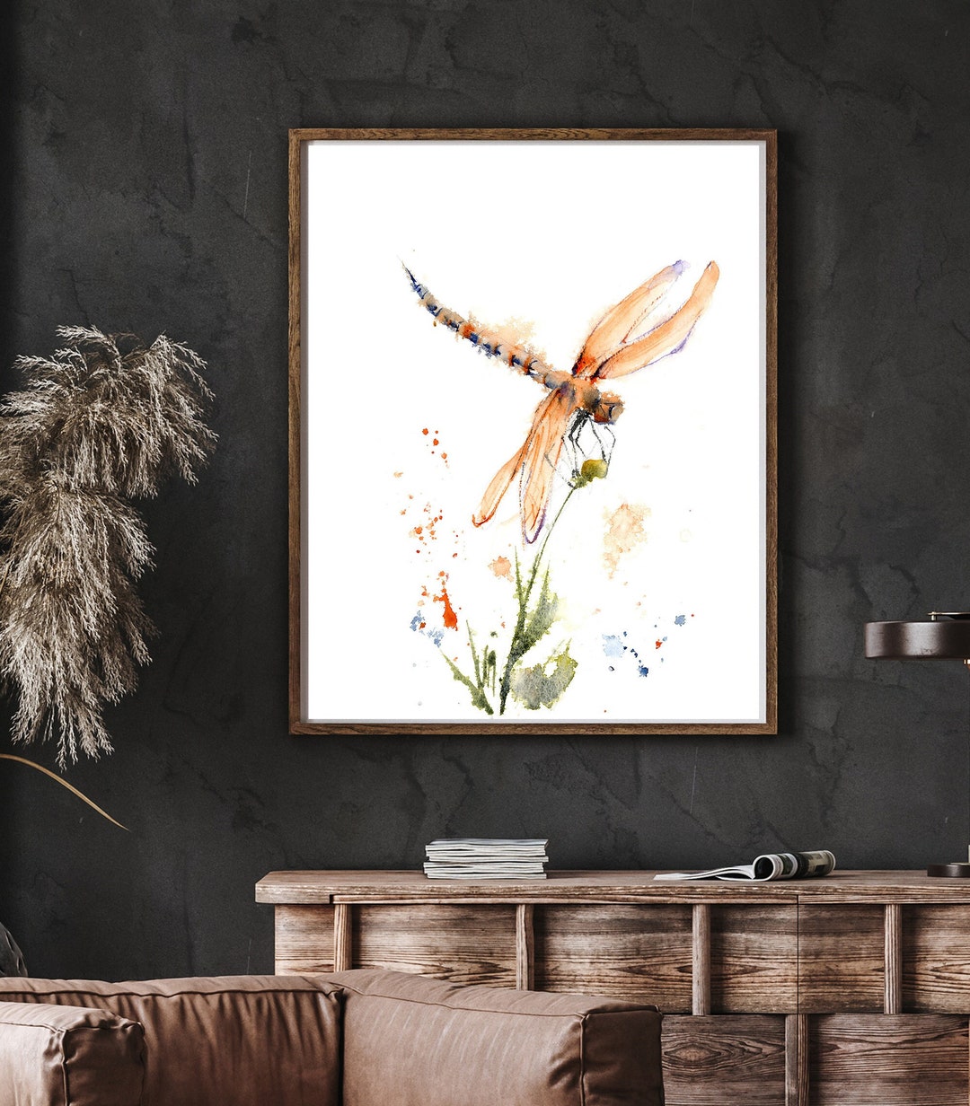Dragonfly Art Print, Original Watercolor Painting Print, Dragonfly ...