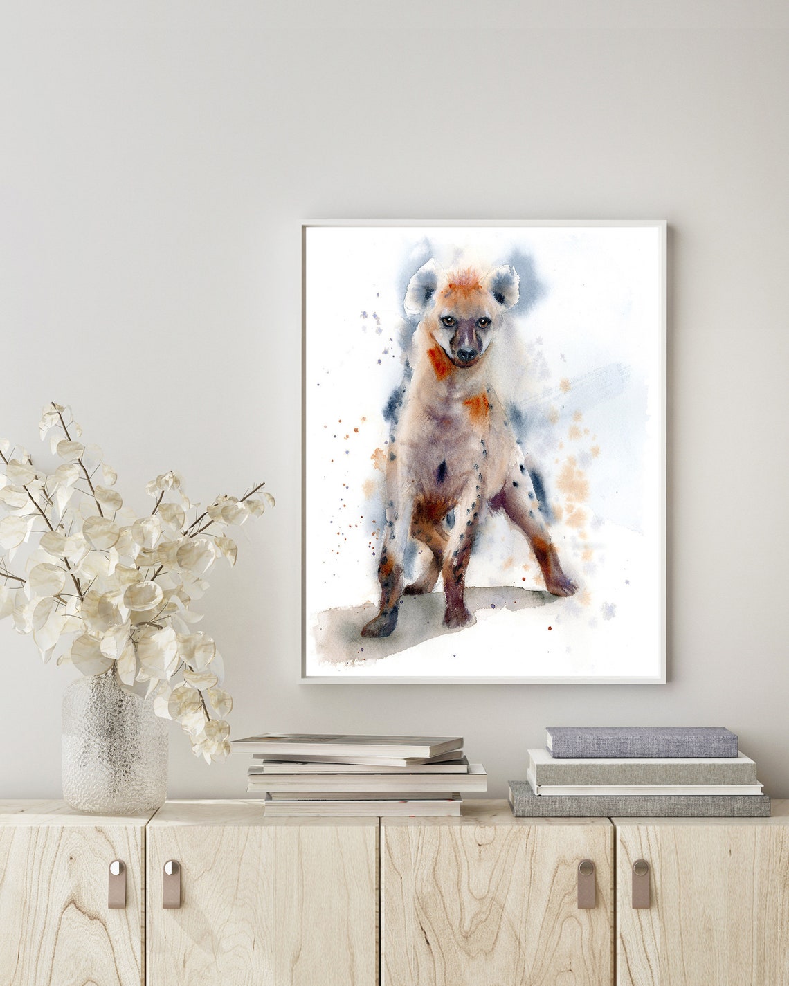 Hyena Print Watercolor Painting Wall Art Decor Nursery - Etsy
