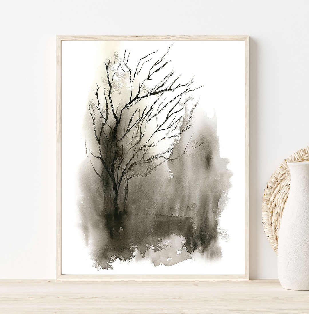 Abstract Sepia Landscape Art Earth Tone Calming Wall Art Print ...