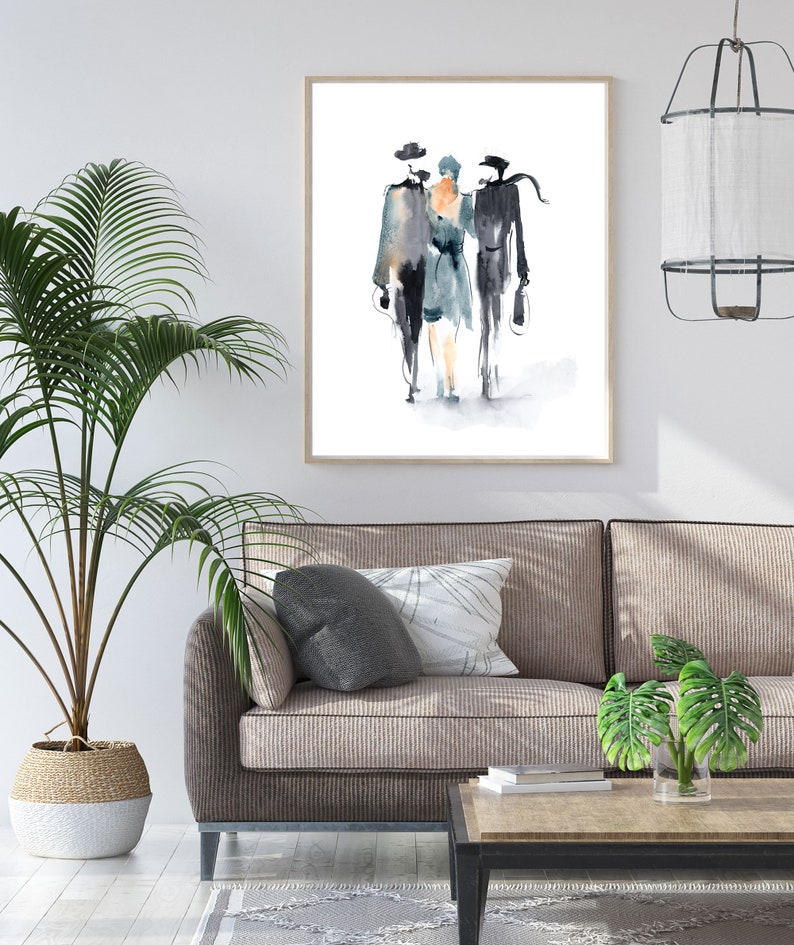 Abstract People Art Print Minimalist Watercolor Painting Wall - Etsy