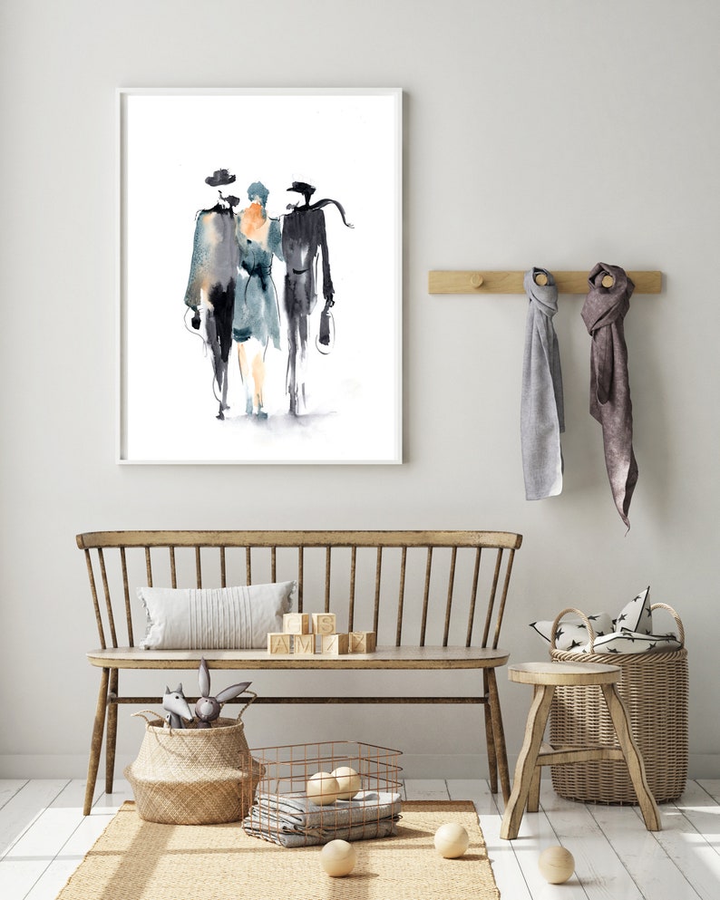 Abstract People Art Print Minimalist Watercolor Painting Wall | Etsy