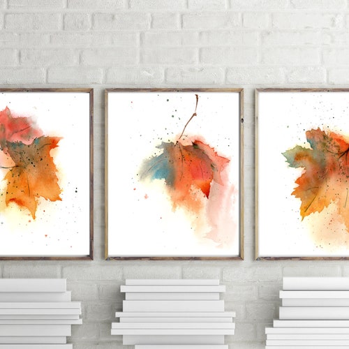 Fall Leaves Print Set Autumn Wall Decor Fall Wall Art - Etsy