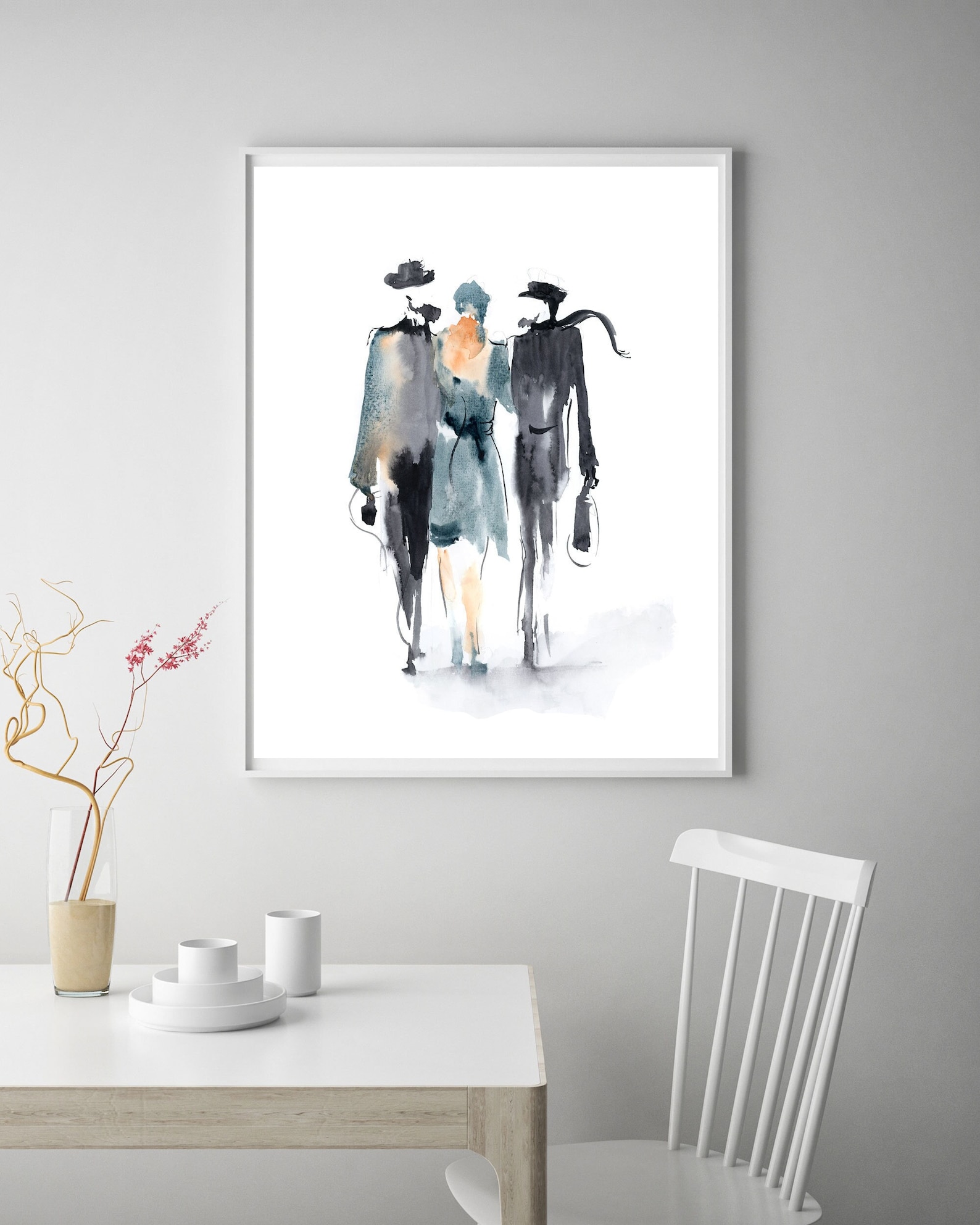 Abstract People Art Print Minimalist Watercolor Painting Wall - Etsy