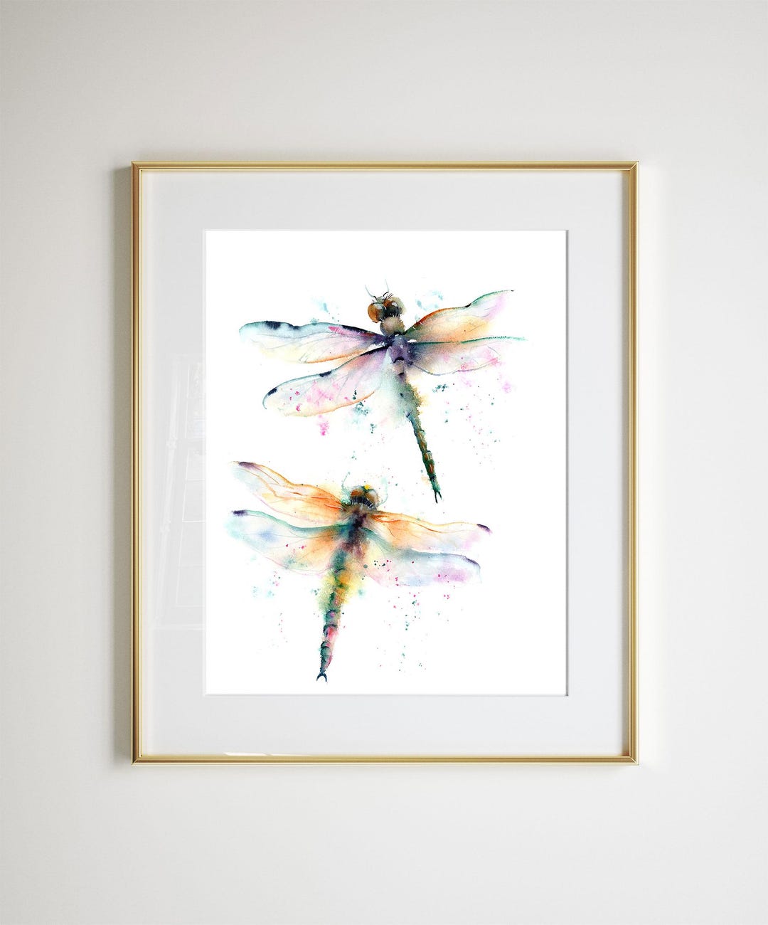 Dragonfly Print, Watercolor Insect Wall Art, Colorful Nature Decor ...