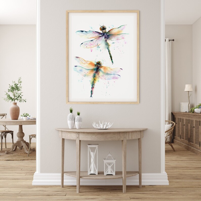 Dragonfly Print Watercolor Insect Wall Art Colorful Wildlife - Etsy