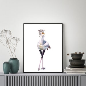 Secretary Bird Art Print Watercolor Painting Minimalist Art - Etsy