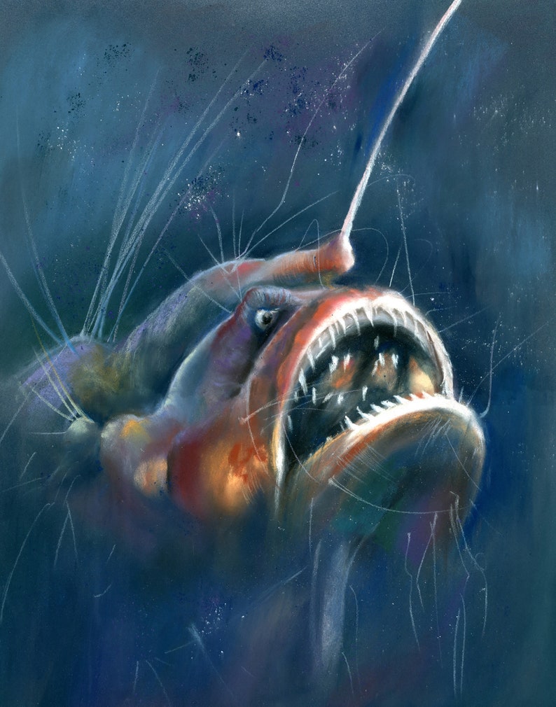 Deep Sea Fish Wall Print Under the Sea Artwork Underwater - Etsy