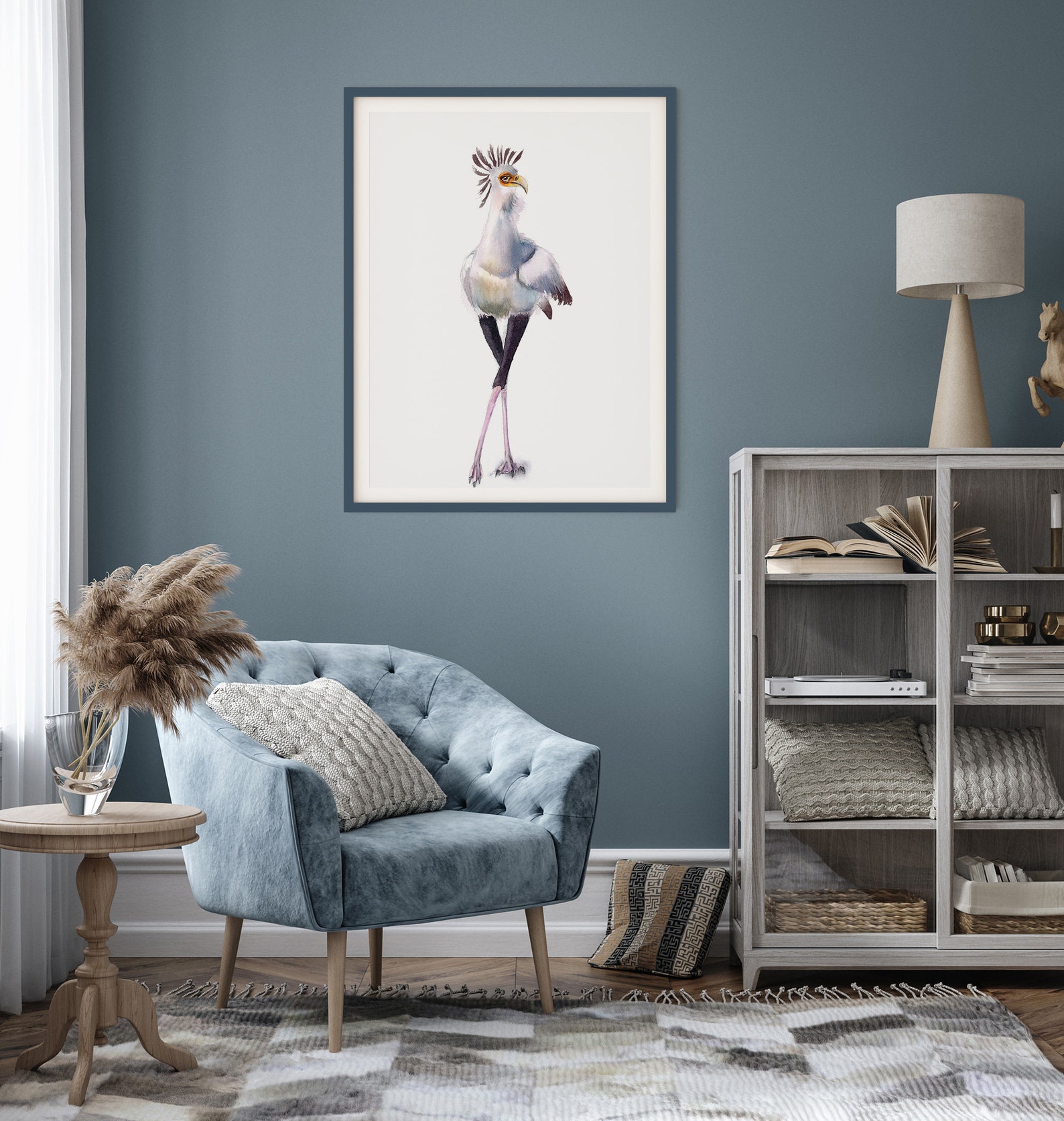 Secretary Bird Art Print Watercolor Painting Minimalist Art - Etsy