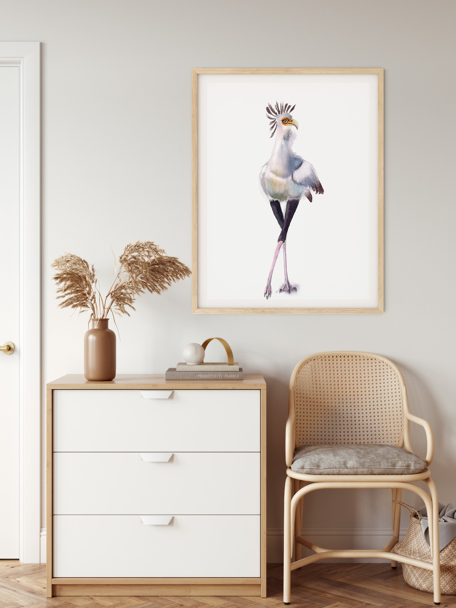 Secretary Bird Art Print Watercolor Painting Minimalist Art - Etsy