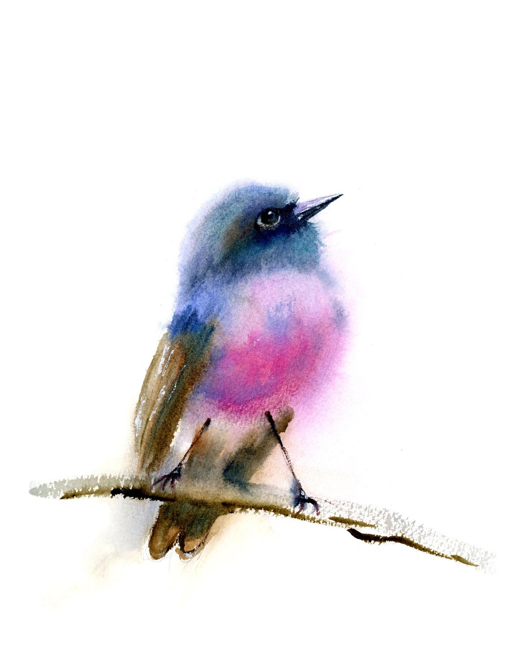 Robin Artwork, Pink Robin Print, Watercolor Painting, Bedroom Wall Art ...