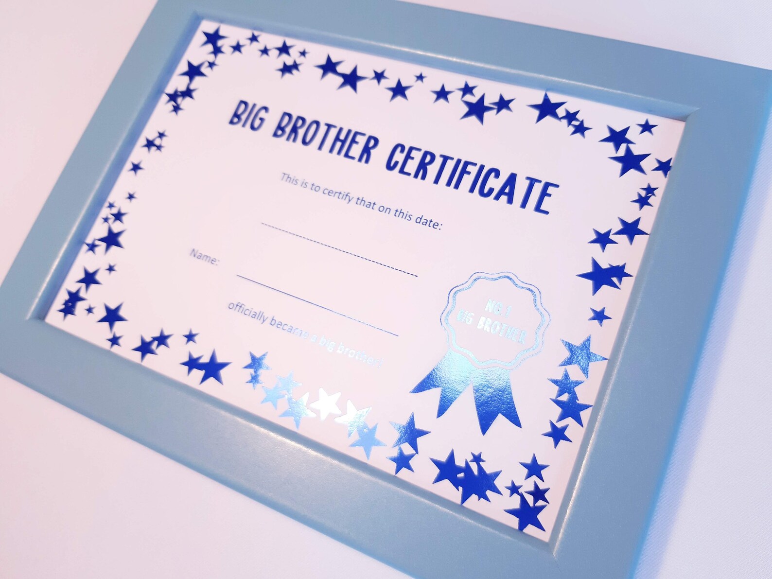 Big Brother Certificate in Blue Foil - Etsy