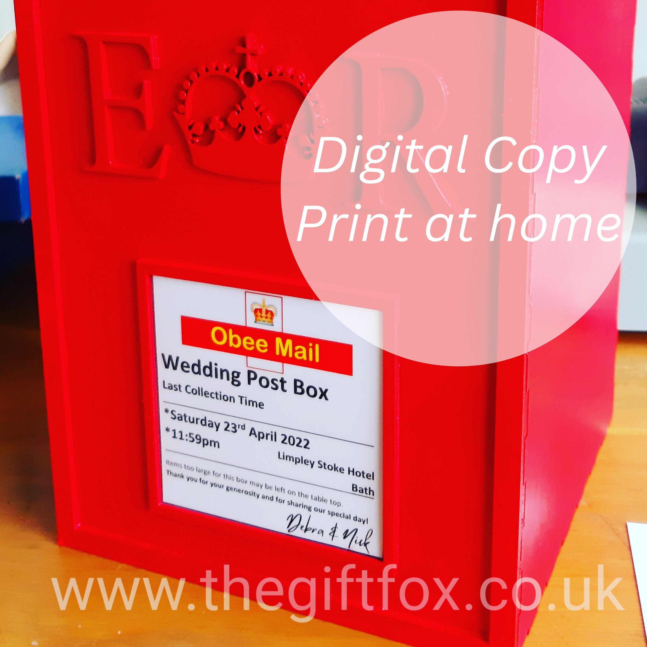 Digital Download Personalised Wedding Cards Post Box Sign/insert - Etsy