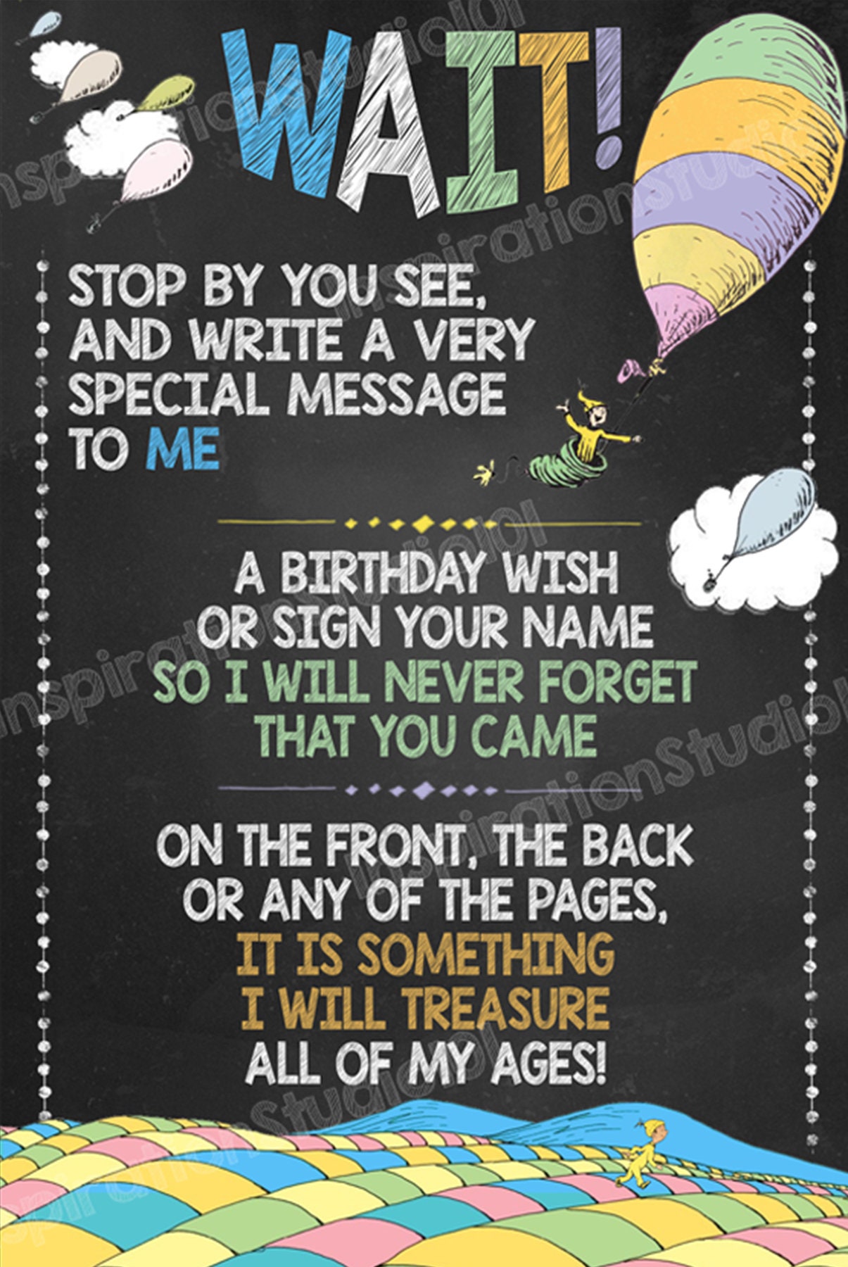 Please Leave a Message Sign ~ Oh the Places You'll Go Birthday ...