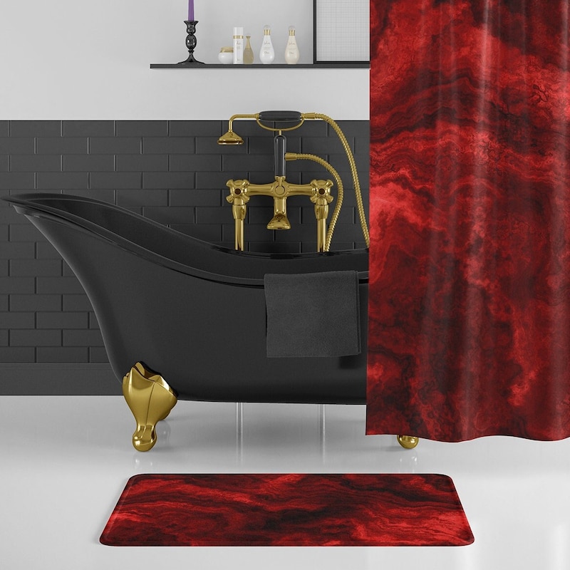 Red Marble Bath Mat - Etsy