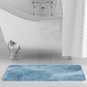 Blue Marble Bath Mat Light Blue Marble Bathroom Decor Marble | Etsy
