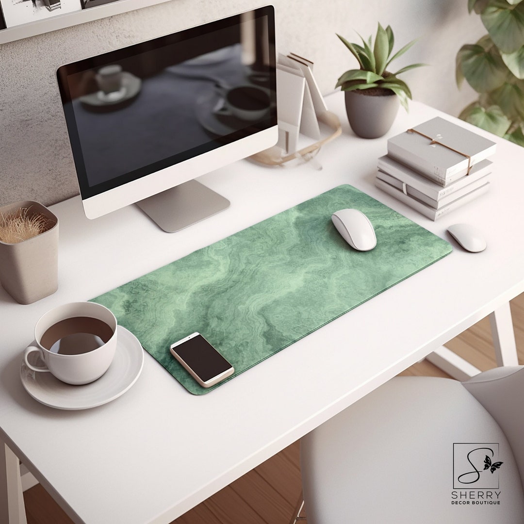 Green Marble Desk Mat, Green Marble Desk Pad, Desk Accessory, Marble ...