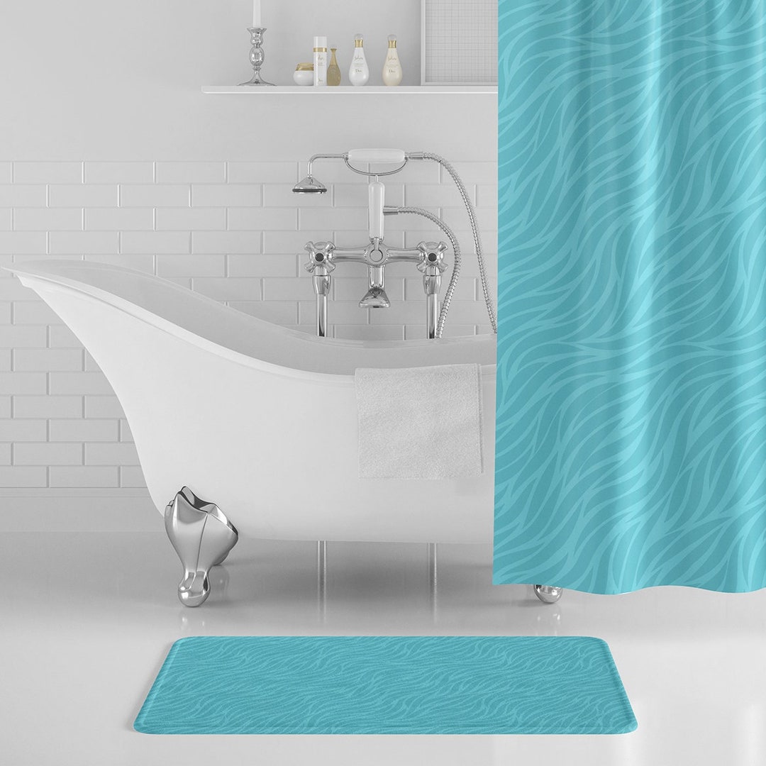 Capri Blue Waves Bath Mat, 2024 Color Trend, Aqua Blue Bathroom Decor ...