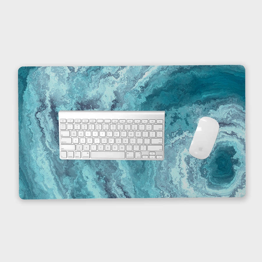 Aqua Agate Desk Mat Blue Marble Desk Pad Desk Accessory - Etsy