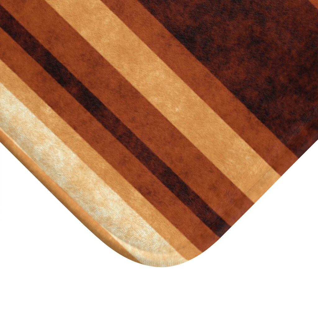 Burnt Orange Stripes Bath Mat Dark Orange Bathroom Decor | Etsy