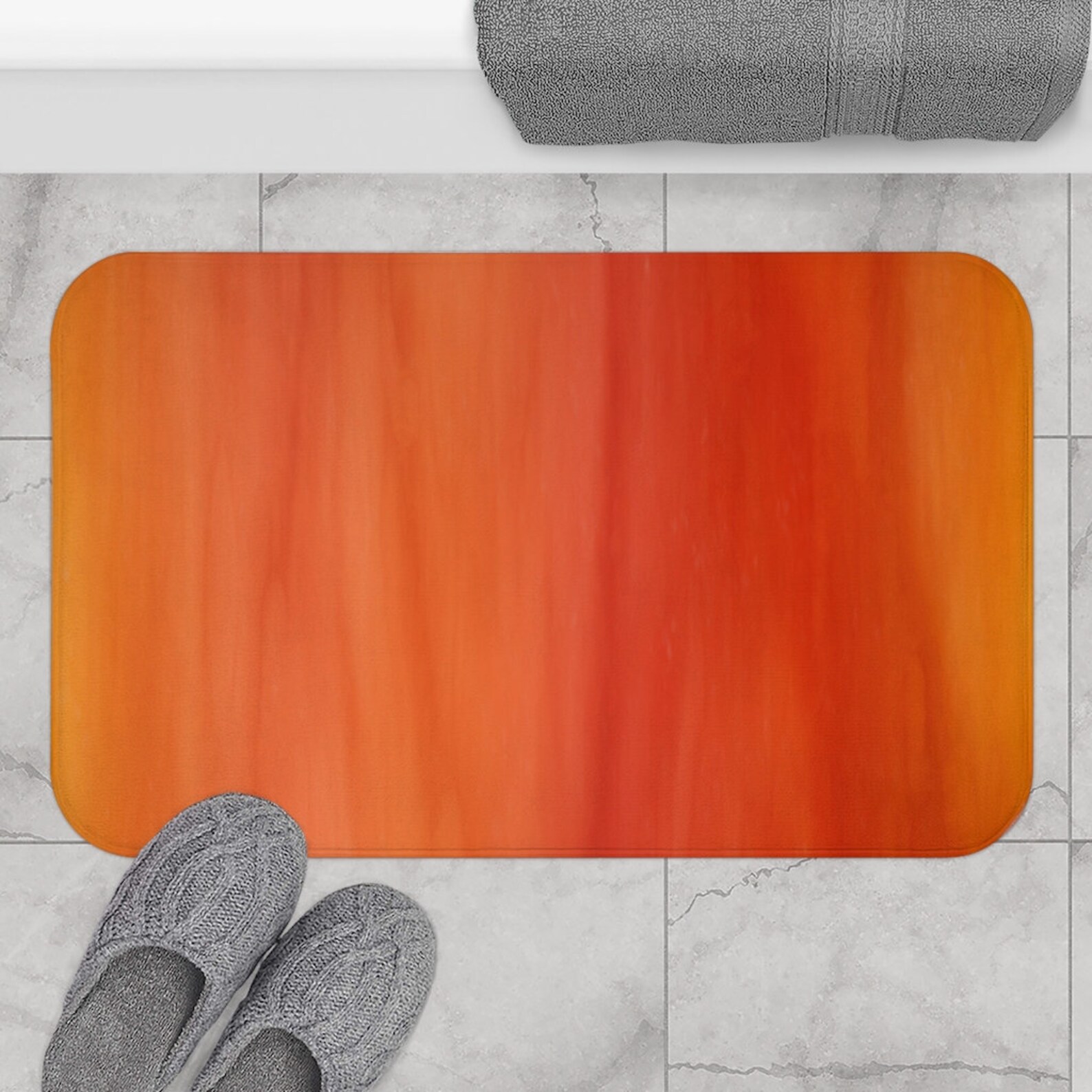 Orange Color Wash Bath Mat Colorful Paint Streaks Bathroom - Etsy