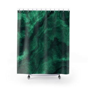 Emerald Green Marble Shower Curtain: Jewel Tone Bathroom Decor - Etsy