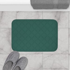 Teal Art Deco Bath Mat, Teal Bathroom Decor, Geometric Home Decor, Non ...