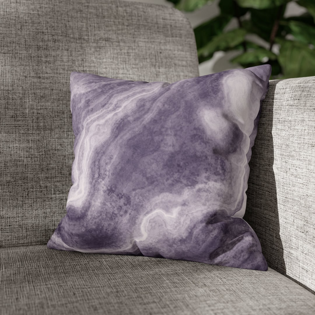 Amethyst Marble Faux Suede Square Pillow Cover, Decorative Marble ...
