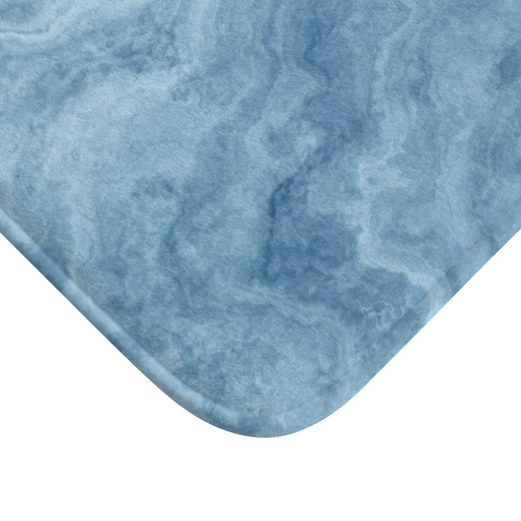 Blue Marble Bath Mat Light Blue Marble Bathroom Decor Marble | Etsy