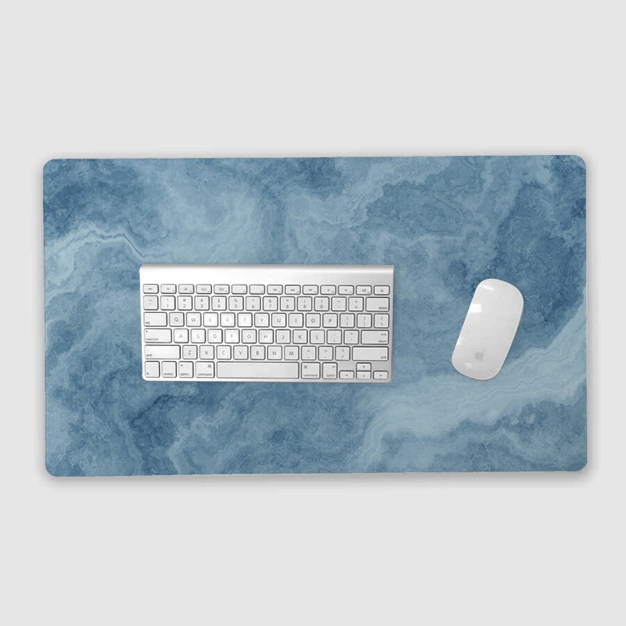 Blue Marble Desk Mat Blue Marble Desk Pad Desk Accessory | Etsy