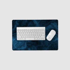 Sapphire Marble Desk Mat Blue Marble Desk Pad Desk - Etsy