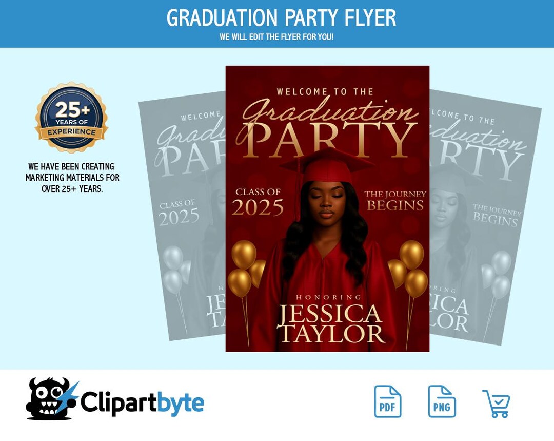 Graduation Party Flyer for Class of 2025 Personalized Graduation ...