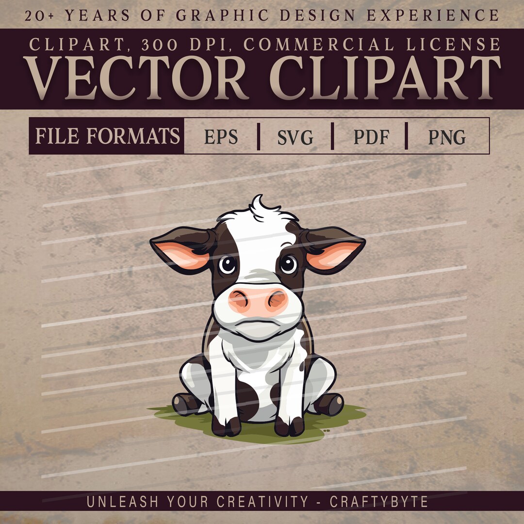 Instant Download: Cute Sitting Cow SVG Cut Files and Clip Art. - Etsy ...