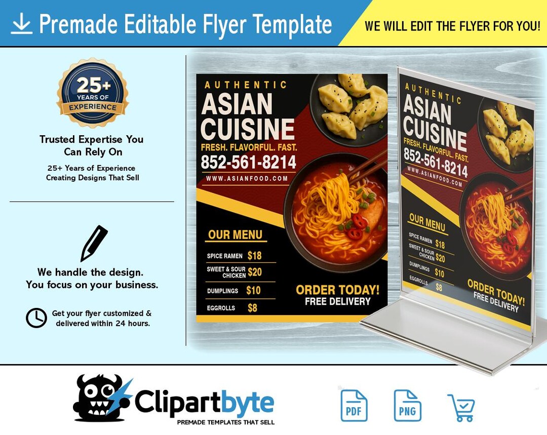 Asian Cuisine Restaurant Flyer Template | Editable Food Menu Design ...