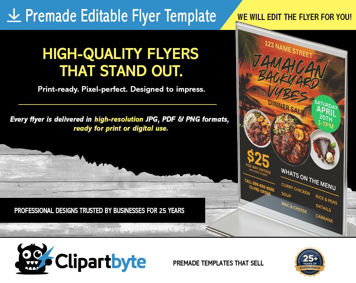 Jamaican Food Flyer Template: Caribbean Restaurant, Catering, Event ...