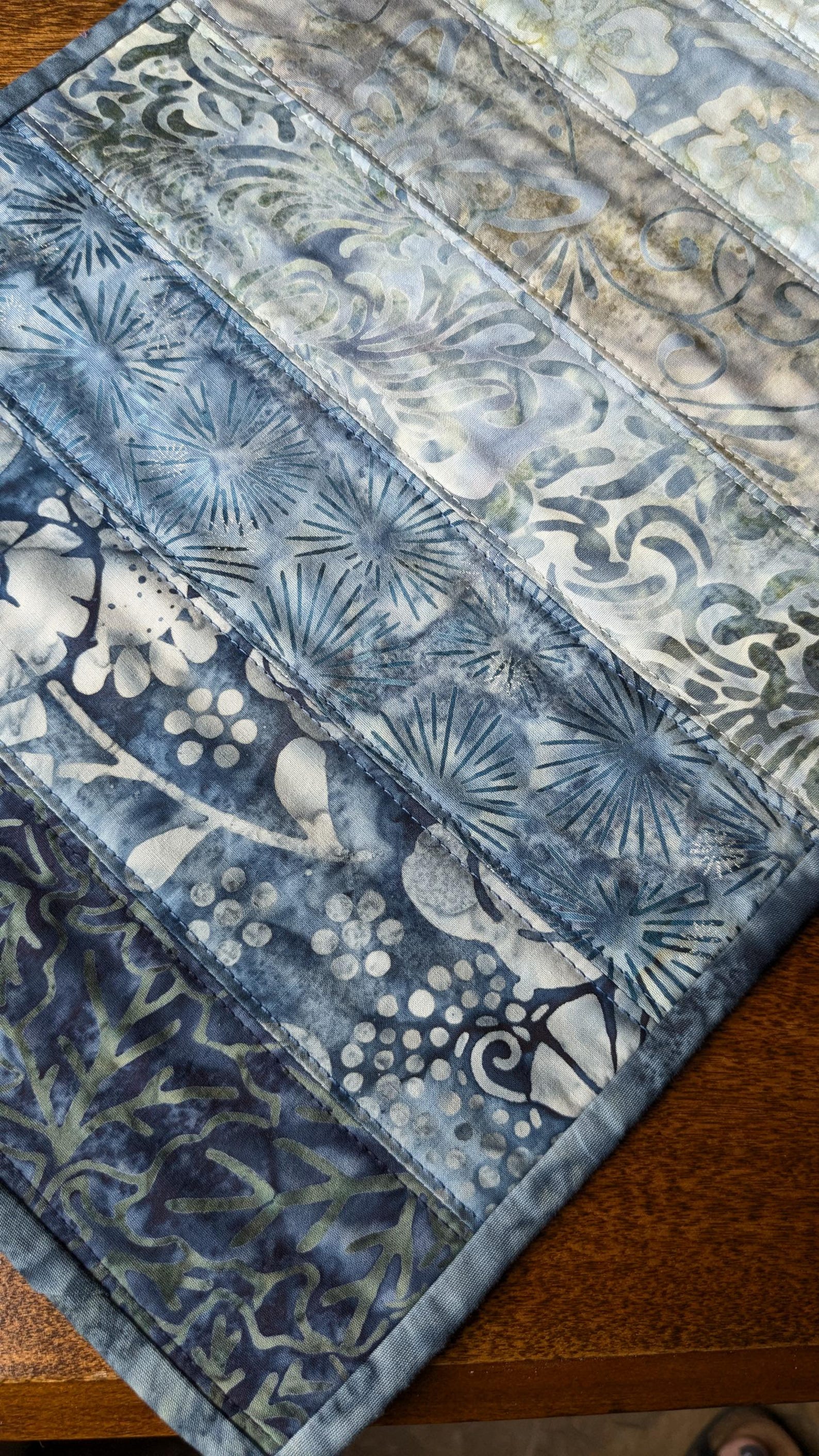 Shades of Icy Blue Batik Gradient Quilted Table Runner Modern Batik ...
