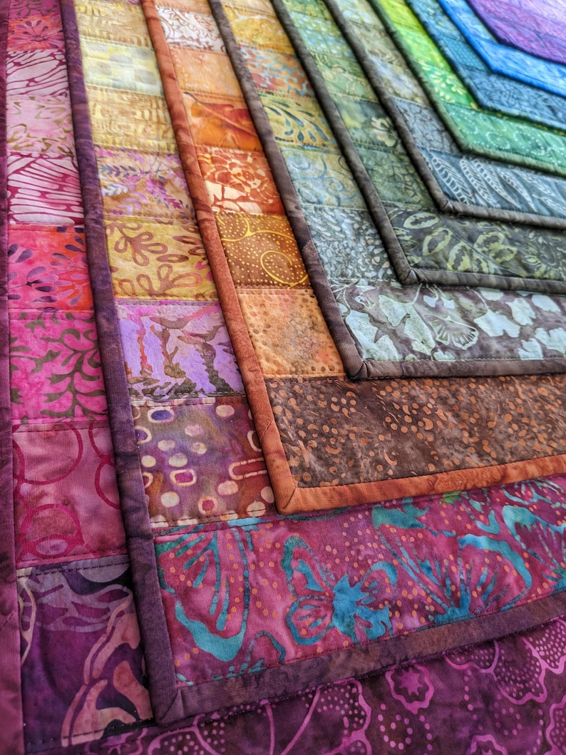 Cool Ocean Colors Batik Gradient Quilted Table Runner Modern Ombre ...