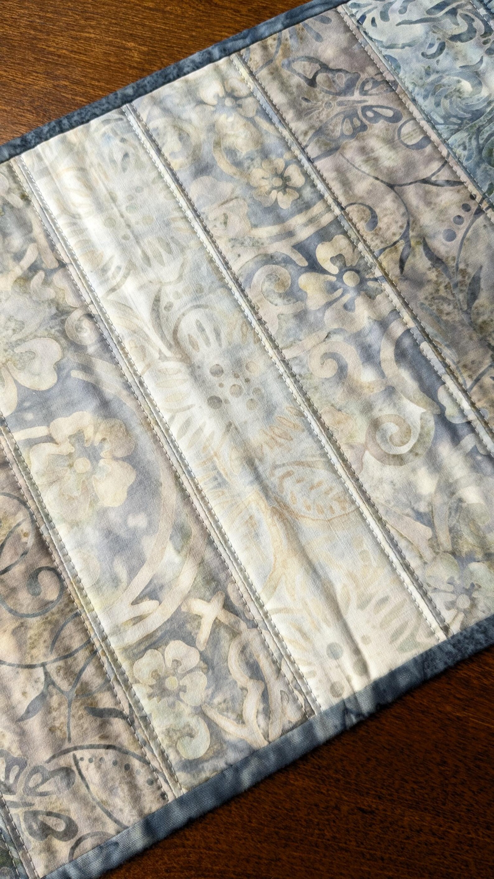 Shades of Icy Blue Batik Gradient Quilted Table Runner Modern Batik ...