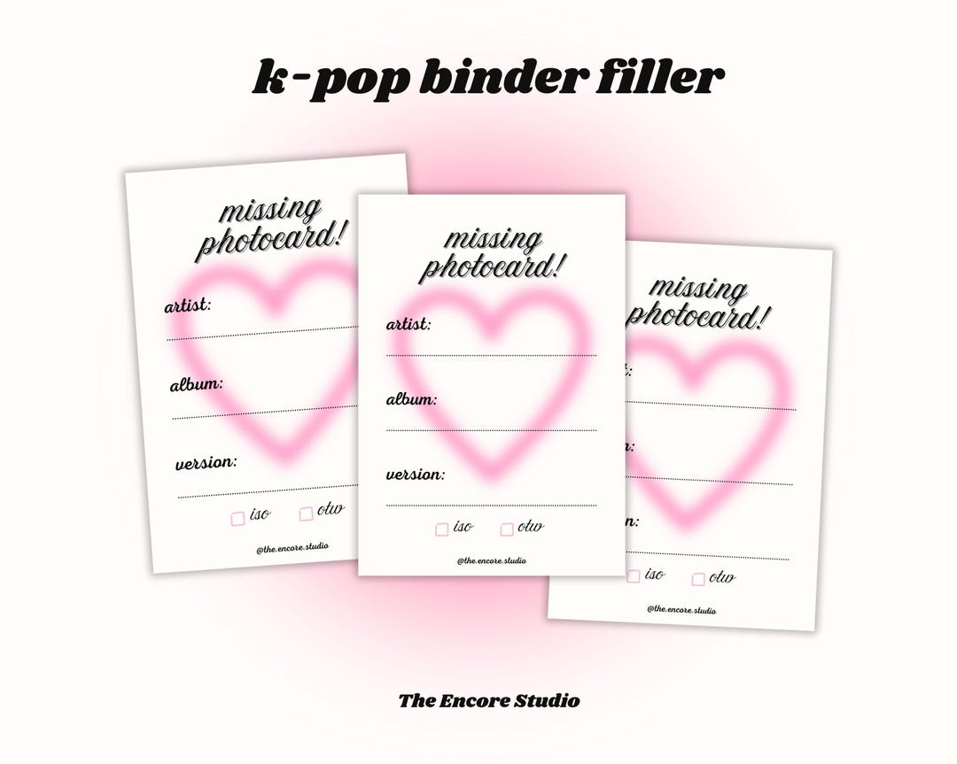 Missing Photocard Binder Fillers / Place Holders | DIGITAL DOWNLOAD ...