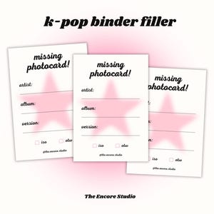 Missing Photocard Binder Fillers / Place Holders | DIGITAL DOWNLOAD ...