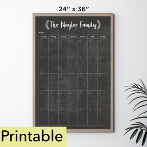 2025 Calendar Printable | 24 X 36 Vertical Chalkboard | Homeschool ...