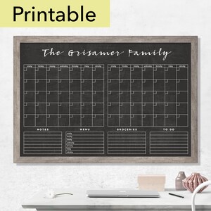 Command Center Chalkboard Calendar PRINTABLE 24102 - Etsy