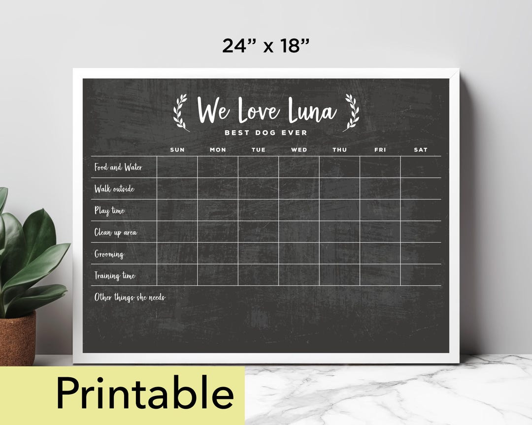 Pet Care Printable Poster | Personalized 24 X 18 Horizontal Dog Care ...