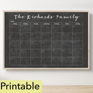 2025 Calendar Printable | 36 X 24 Horizontal Chalkboard | Homeschool ...