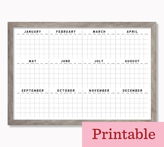 Calendrier annuel Calendrier annuel CALENDRIER ANNÉE FULL | Etsy